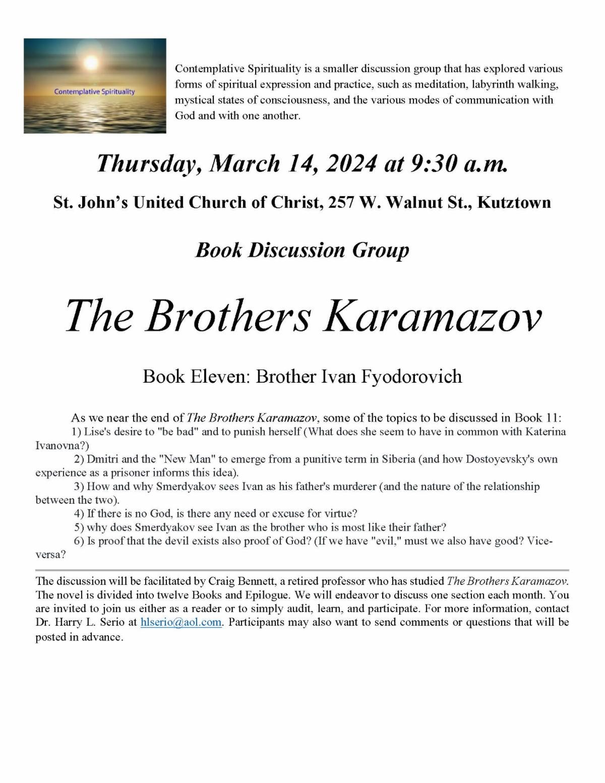 Contemplative Spirituality: Book Discussion Group: The Brothers ...